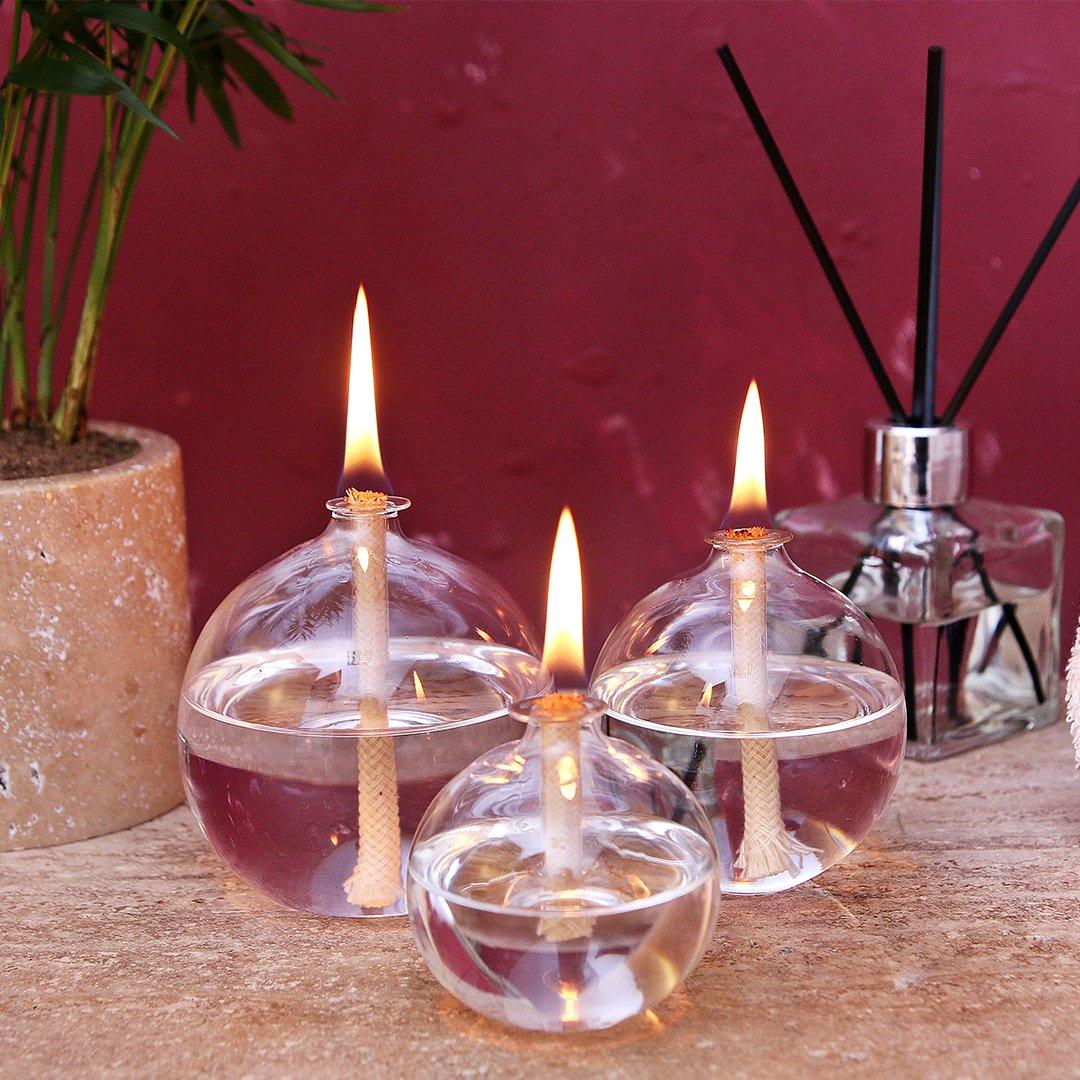 Small Glass Oil Lamp Set of 3 – Christmas Trees USA
